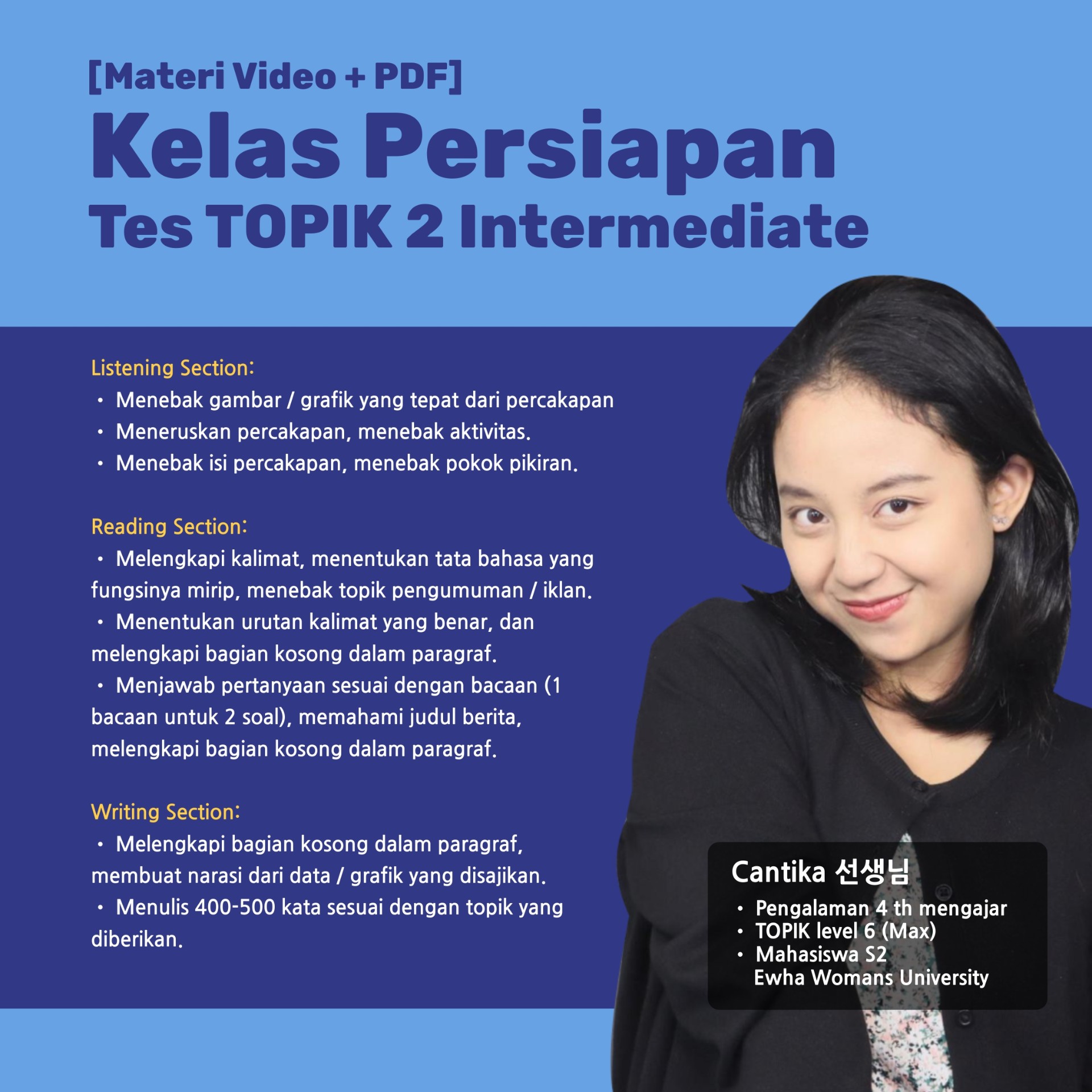 [Materi Video + PDF] BUNDLING: Kelas Persiapan TOPIK 1, TOPIK 2 Intermediate & TOPIK 2 Advanced ...