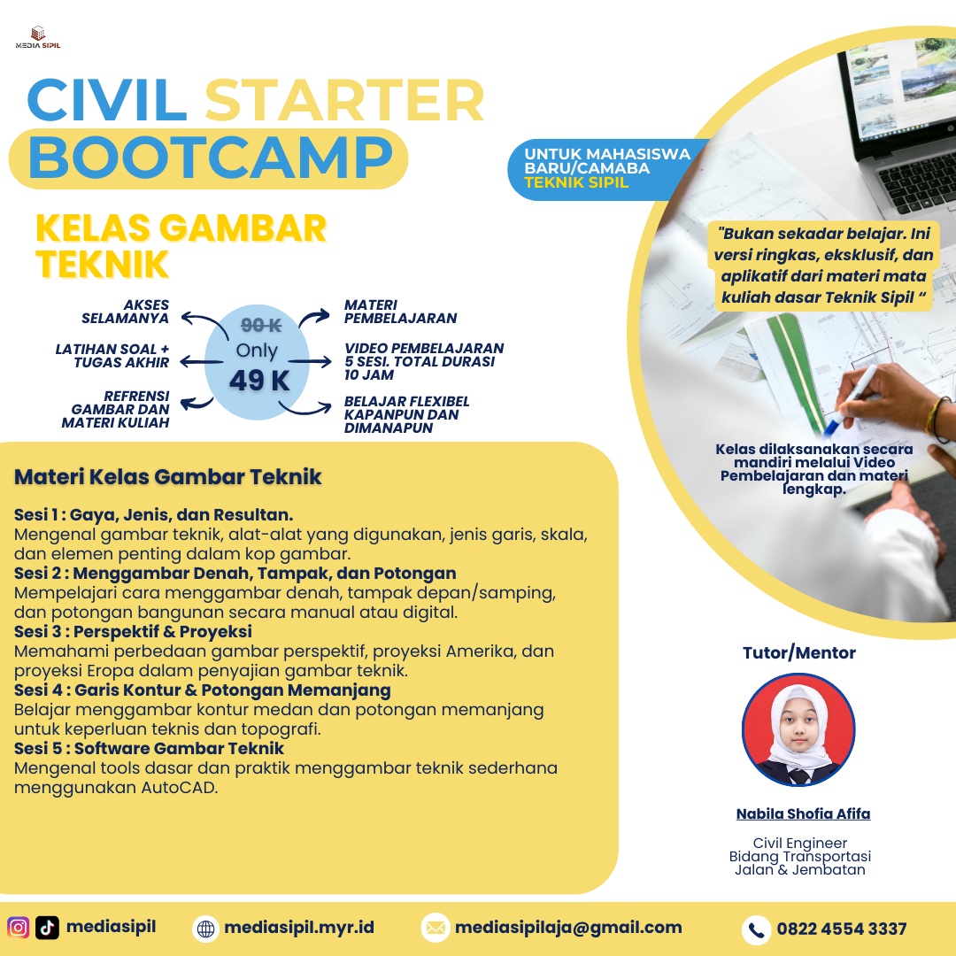 GAMBAR TEKNIK - CIVIL STARTER BOOTCAMP - KELAS MABA/CAMABA TEKNIK SIPIL ...