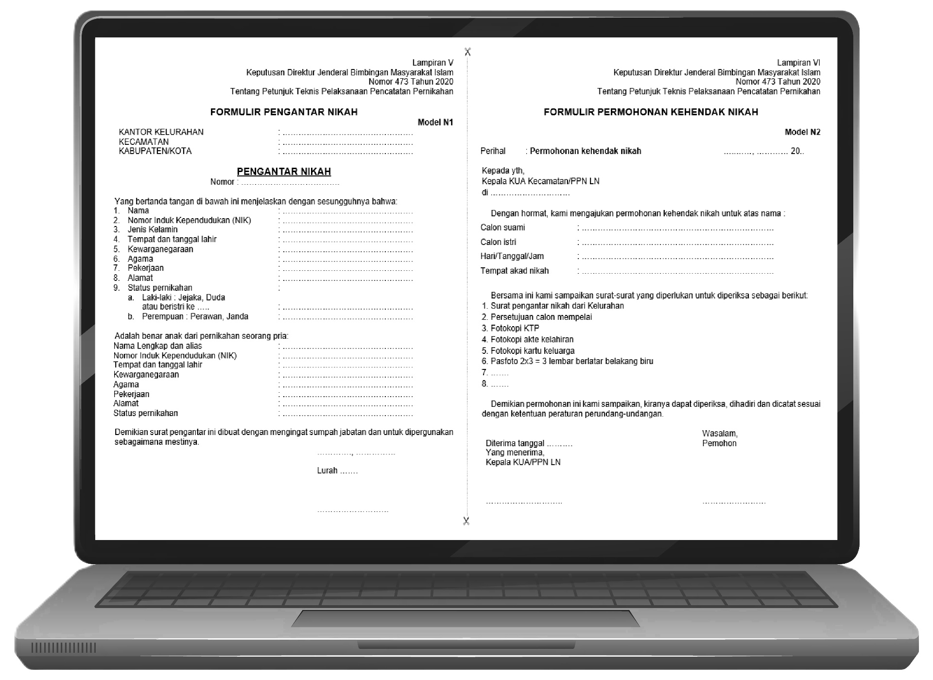 Template PDF Blangko Form Nikah Kelurahan N1-N6 (SIAP CETAK aja)