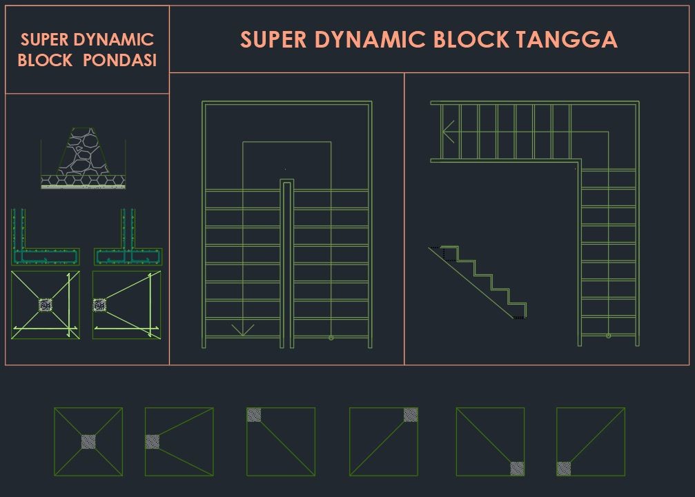 Dynamic Block Pondasi & Tangga - Sarjana Teknik