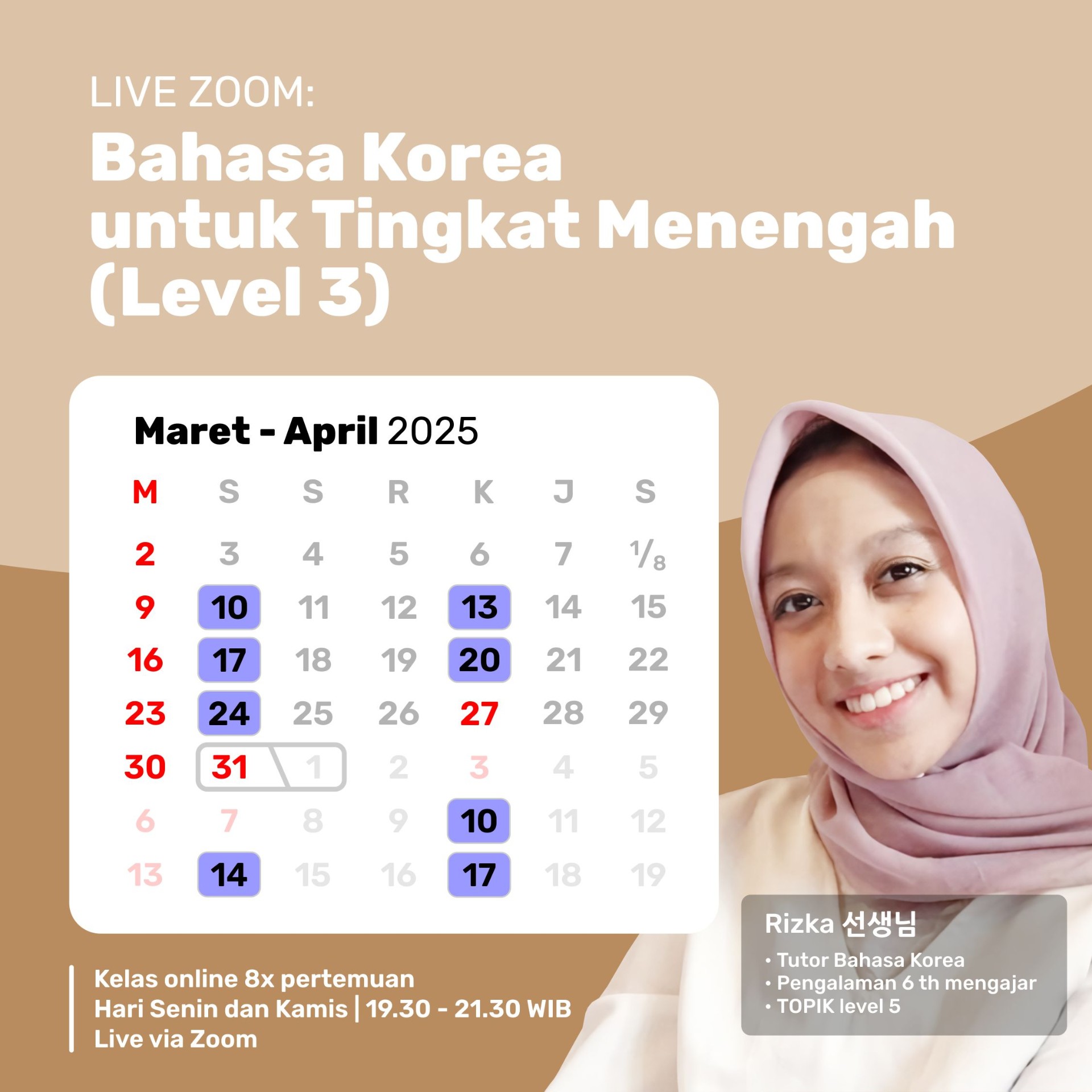 [Live Zoom] Bahasa Korea untuk Tingkat Menengah (Level 3) Batch 12 ...